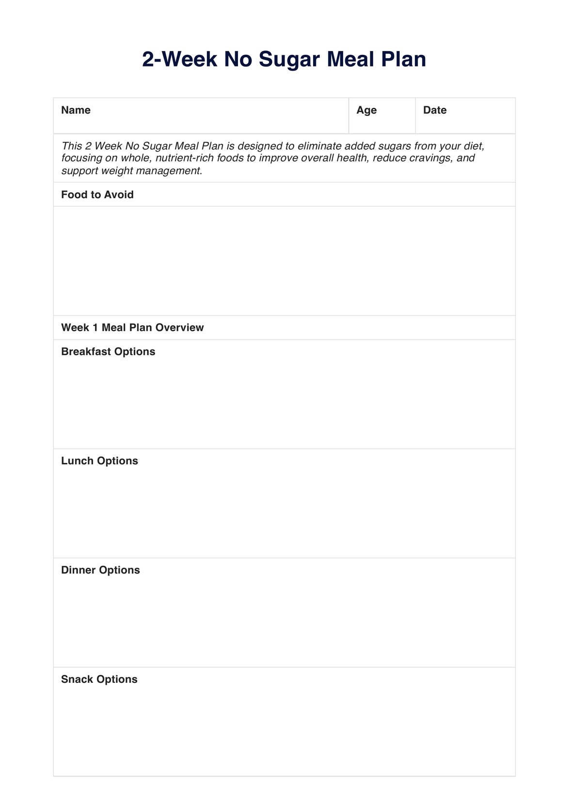 2 Week Diet Plan & Example | Free PDF Download