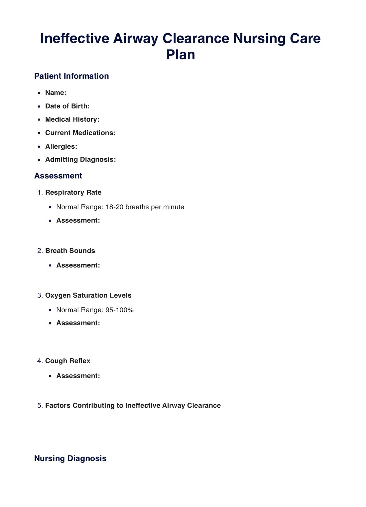 Ineffective Airway Clearance Nursing Care Plan Template & Example | Free PDF Download