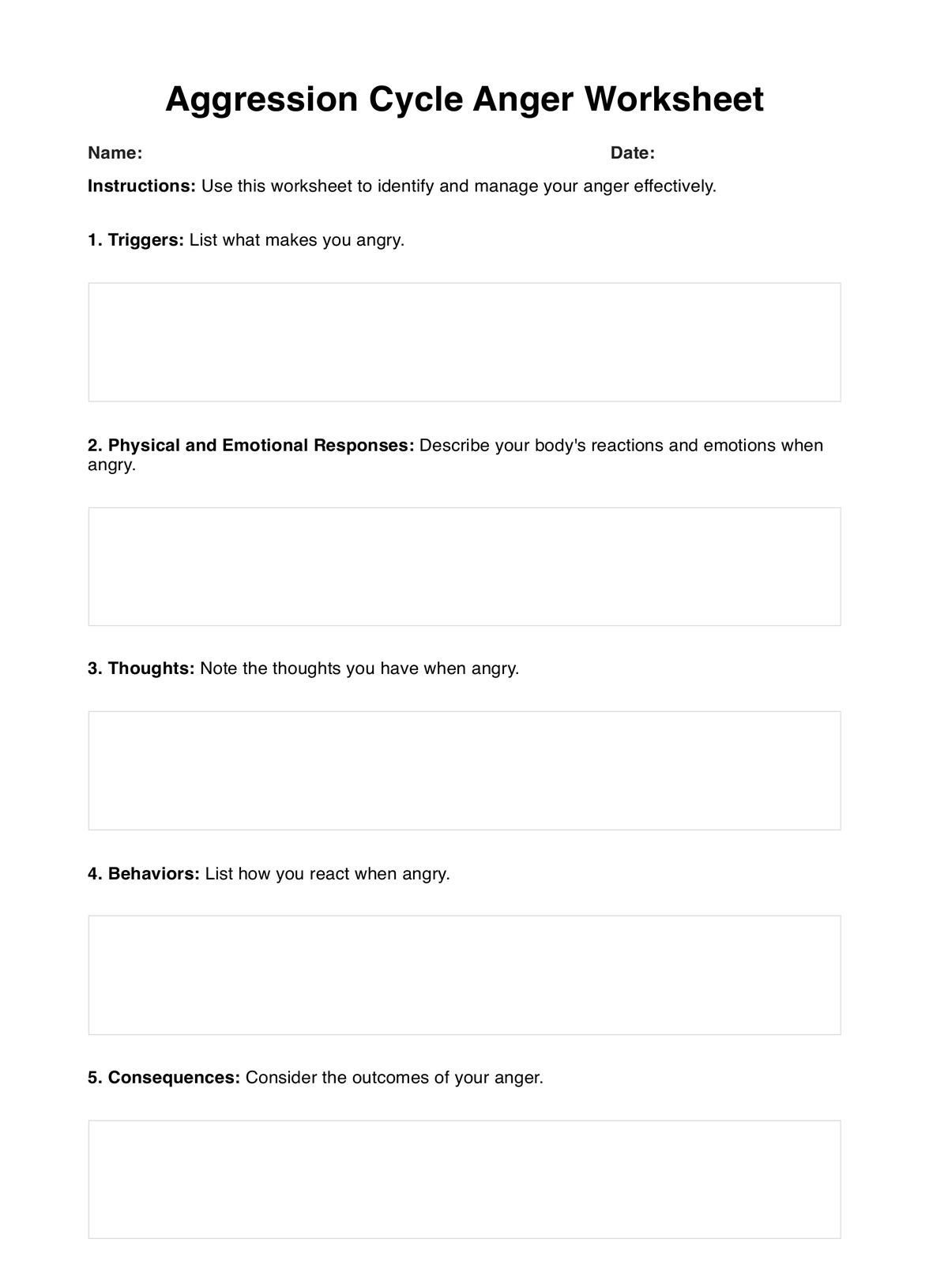 Aggression Cycle Anger Worksheet Aggression Cycle Anger Worksheet