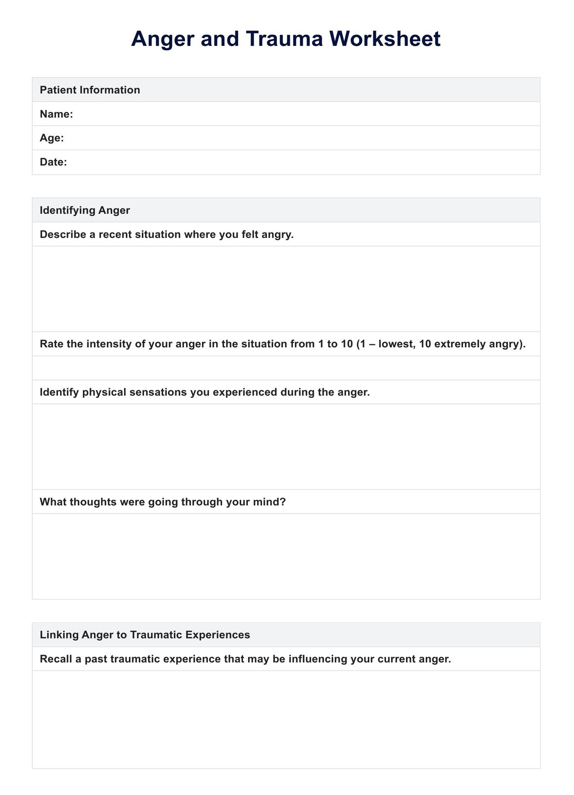Trauma Worksheet & Example | Free PDF Download