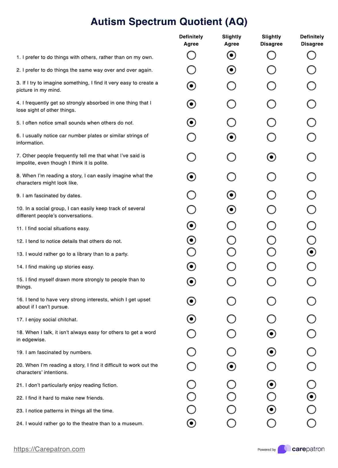 Autism Spectrum Quotient Example Free PDF Download Autism Spectrum Quotient Example Free PDF Download
