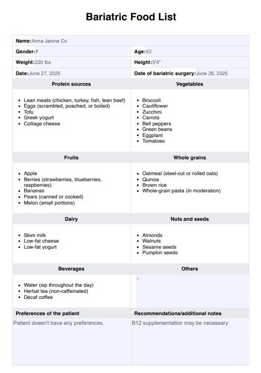 Bariatric Food List & Example | Free PDF Download