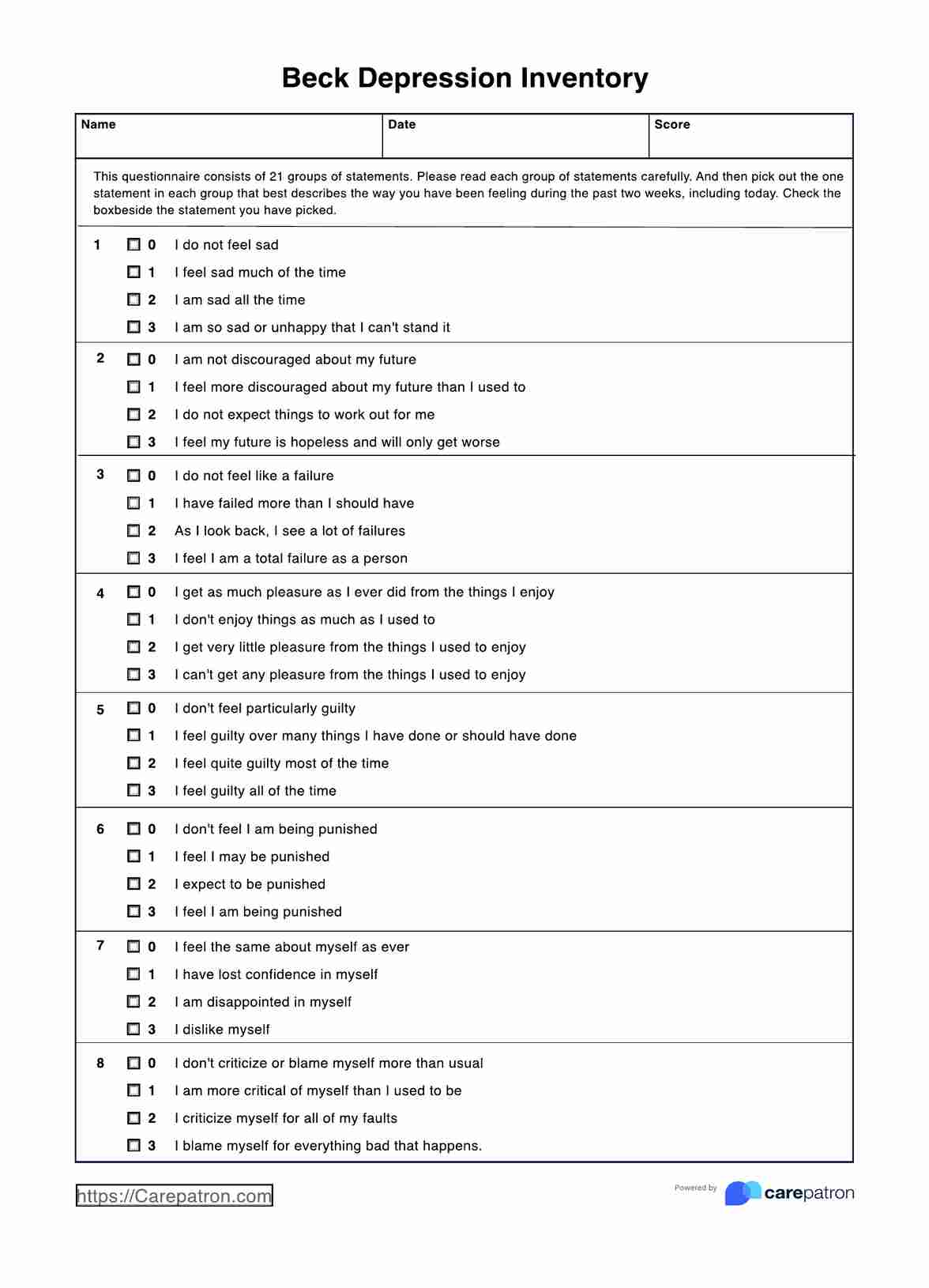 Beck Depression Inventory