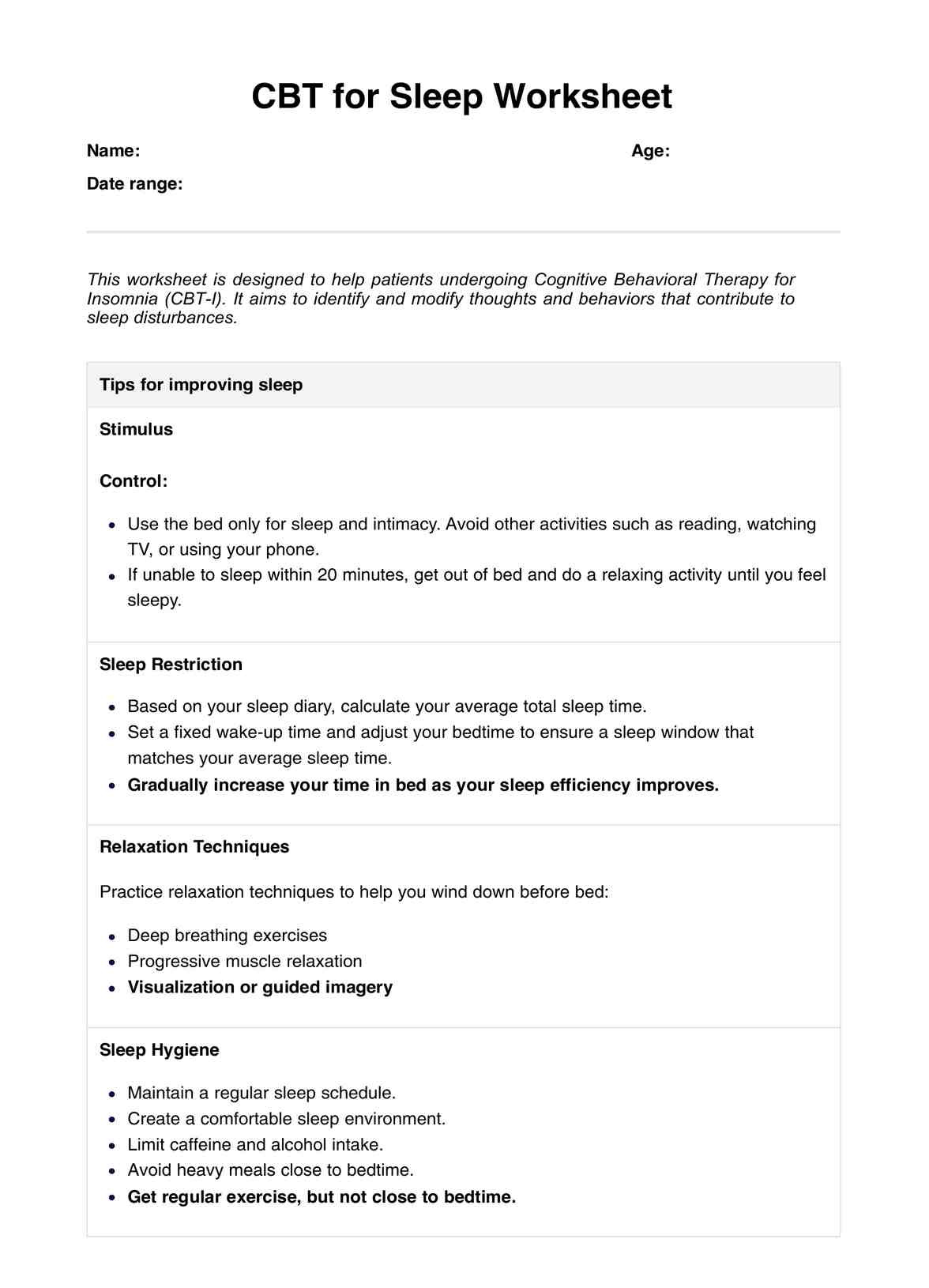 Sleep Log & Example | Free PDF Download