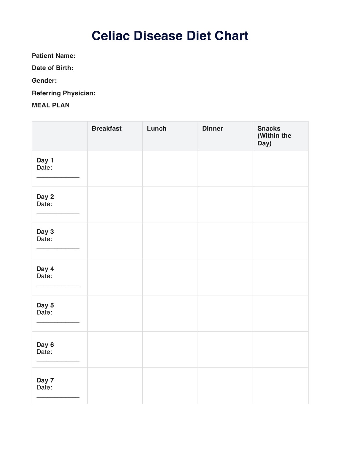Celiac Disease Diet Plan & Example | Free PDF Download