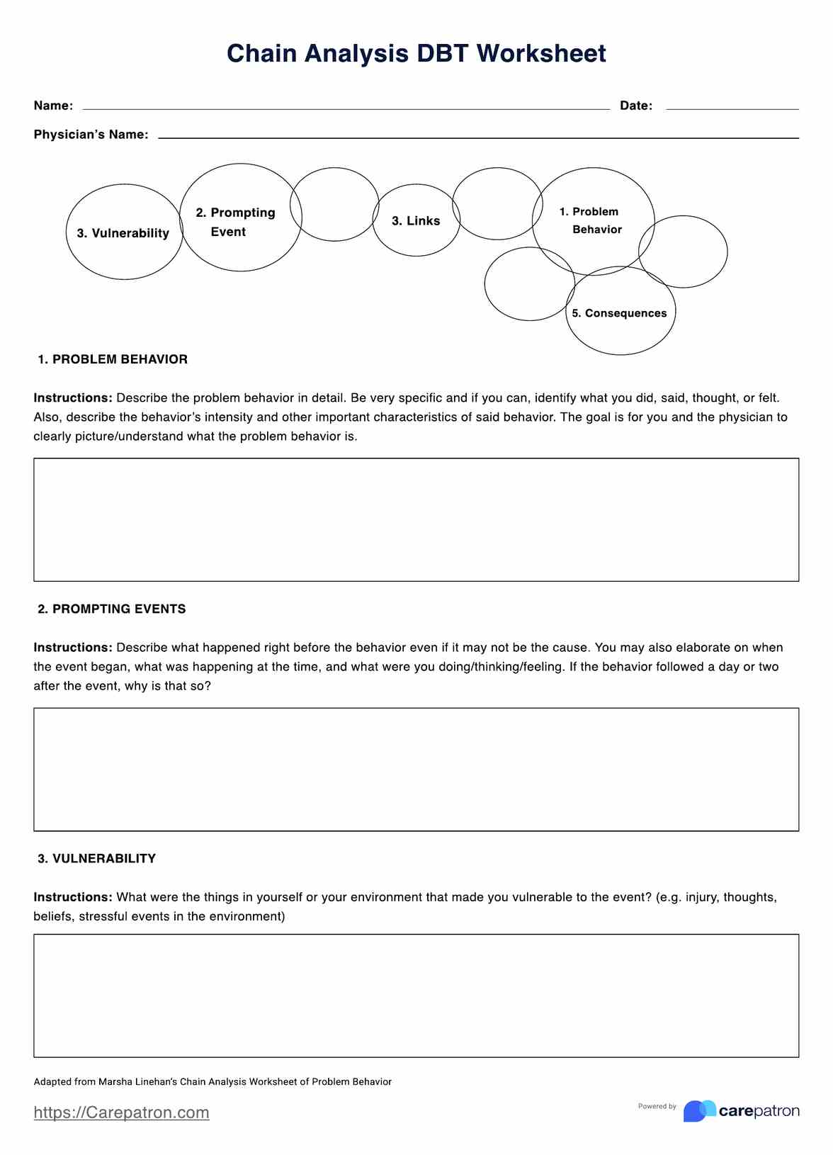 Chain Analysis DBT Worksheets Chain Analysis DBT Worksheets