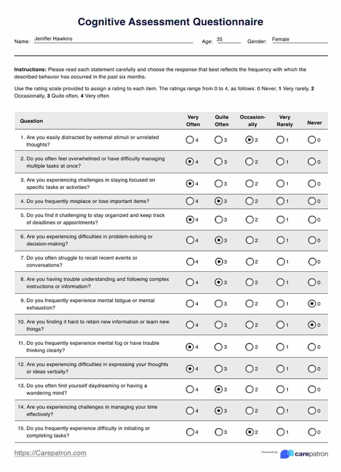 Formulario De Evaluaci n Cognitiva Ejemplo PDF Carepatron Formulario De Evaluaci n Cognitiva Ejemplo PDF Carepatron
