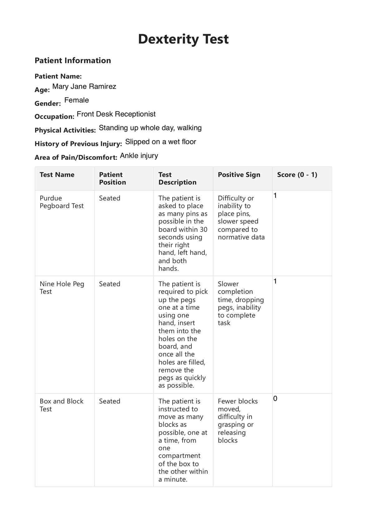 Dexterity Test & Example | Free PDF Download