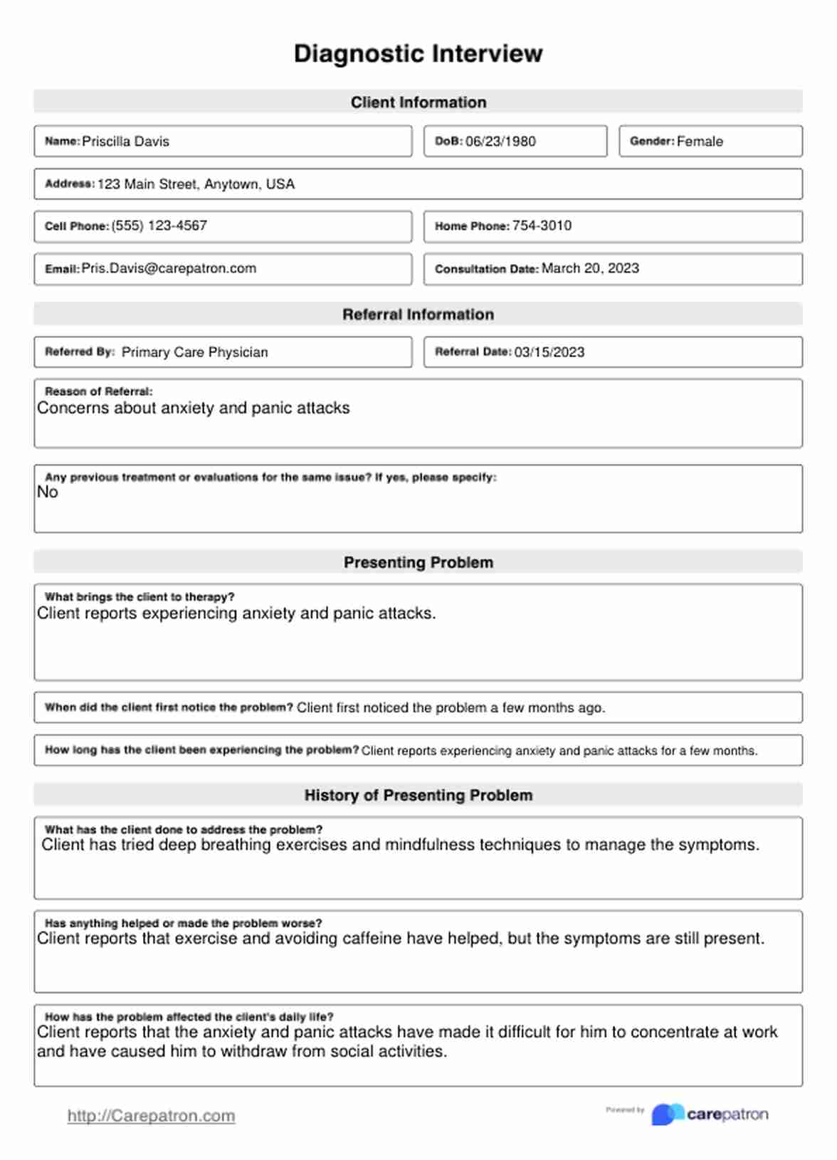 Diagnostic Interview Template & Example | Free PDF Download