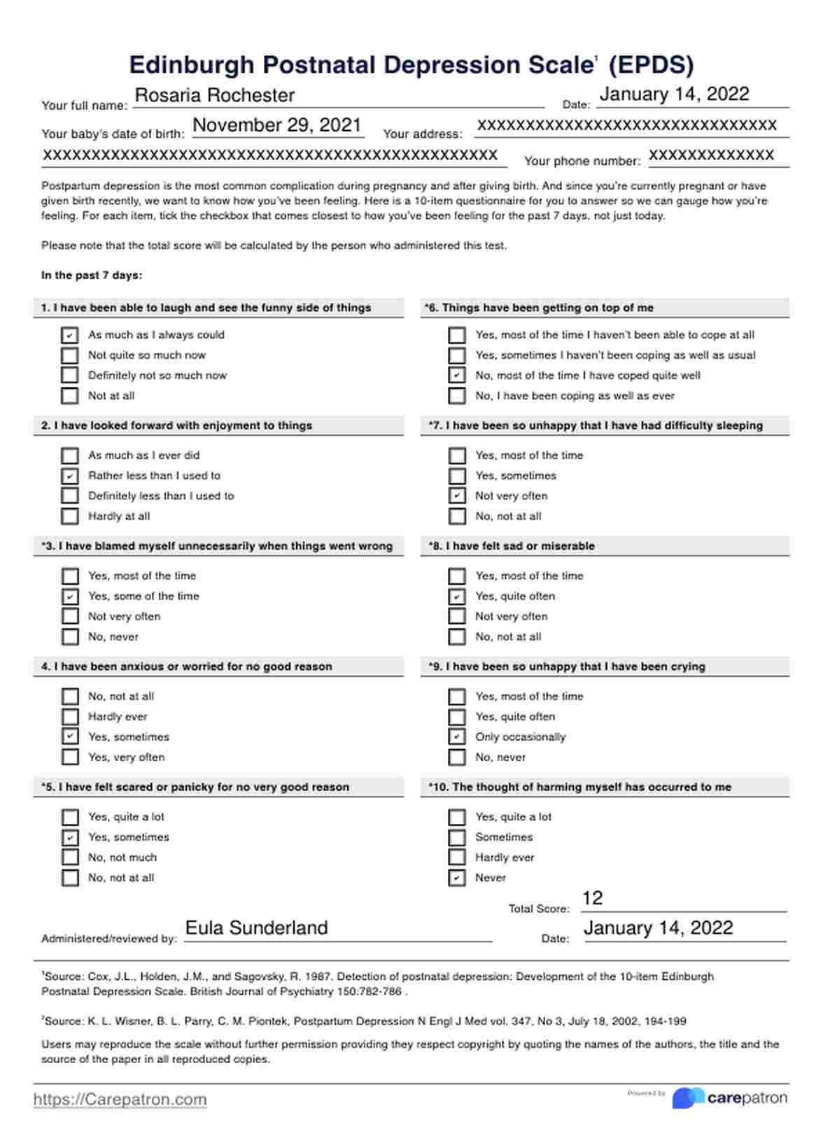 Postpartum Depression Screening Scale Depression Screening Algorithm