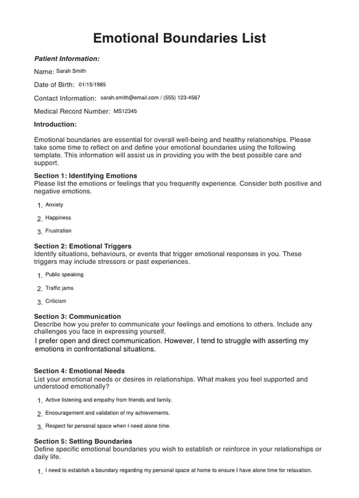 Emotional Boundaries List & Example | Free PDF Download