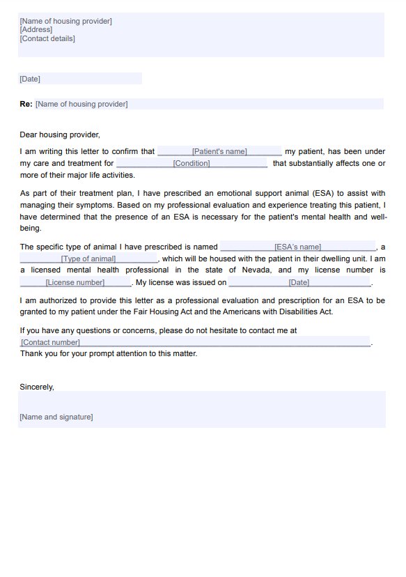 ESA letter Michigan & Example | Free PDF Download