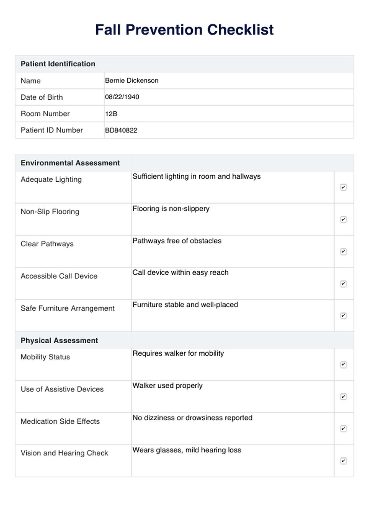 Preventive Health Checklist