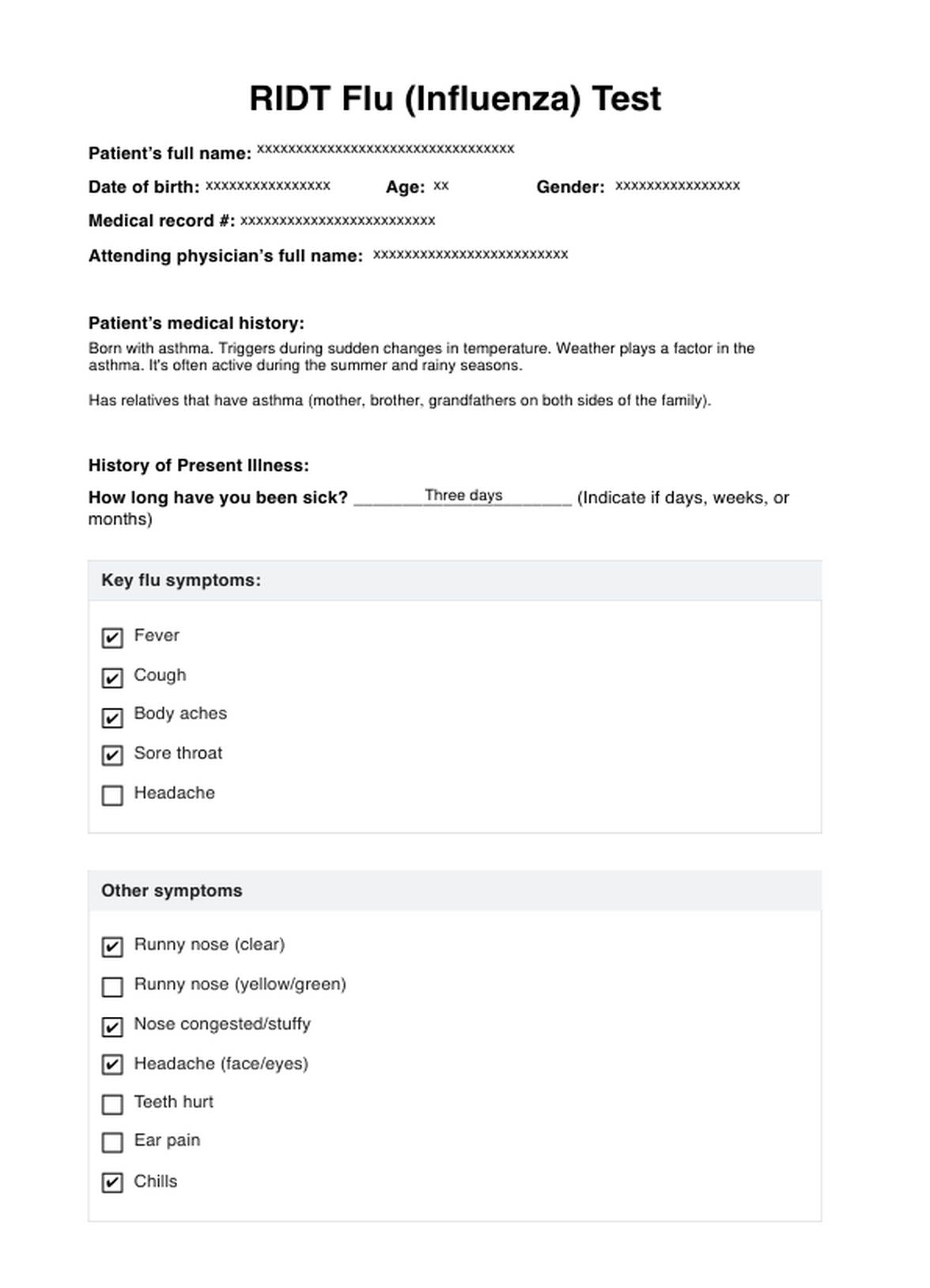 Flu (Influenza) Test - RIDT & Example | Free PDF Download