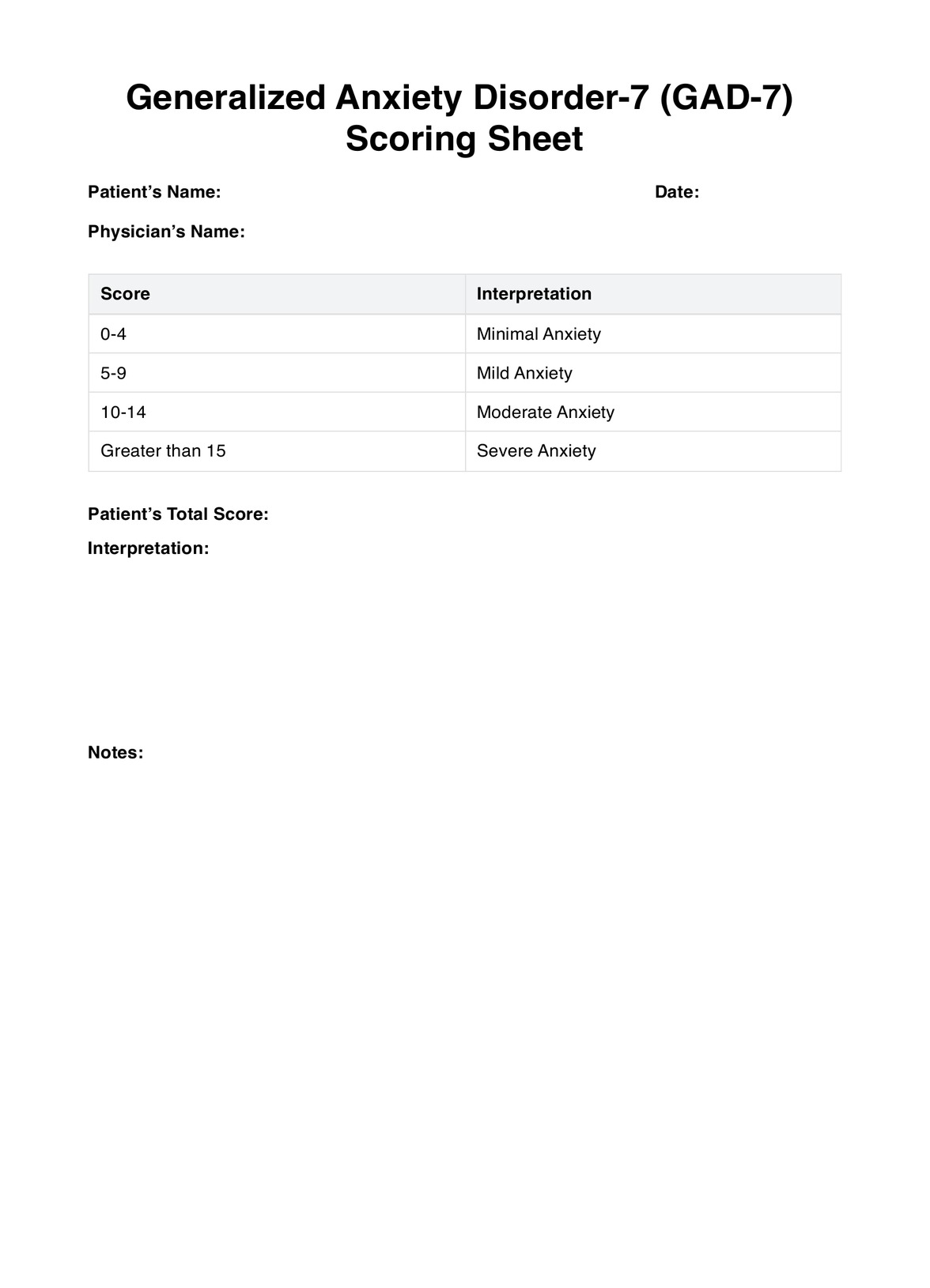 General Anxiety Disorder 2 Gad 2 Scoring And Example Free Pdf Download
