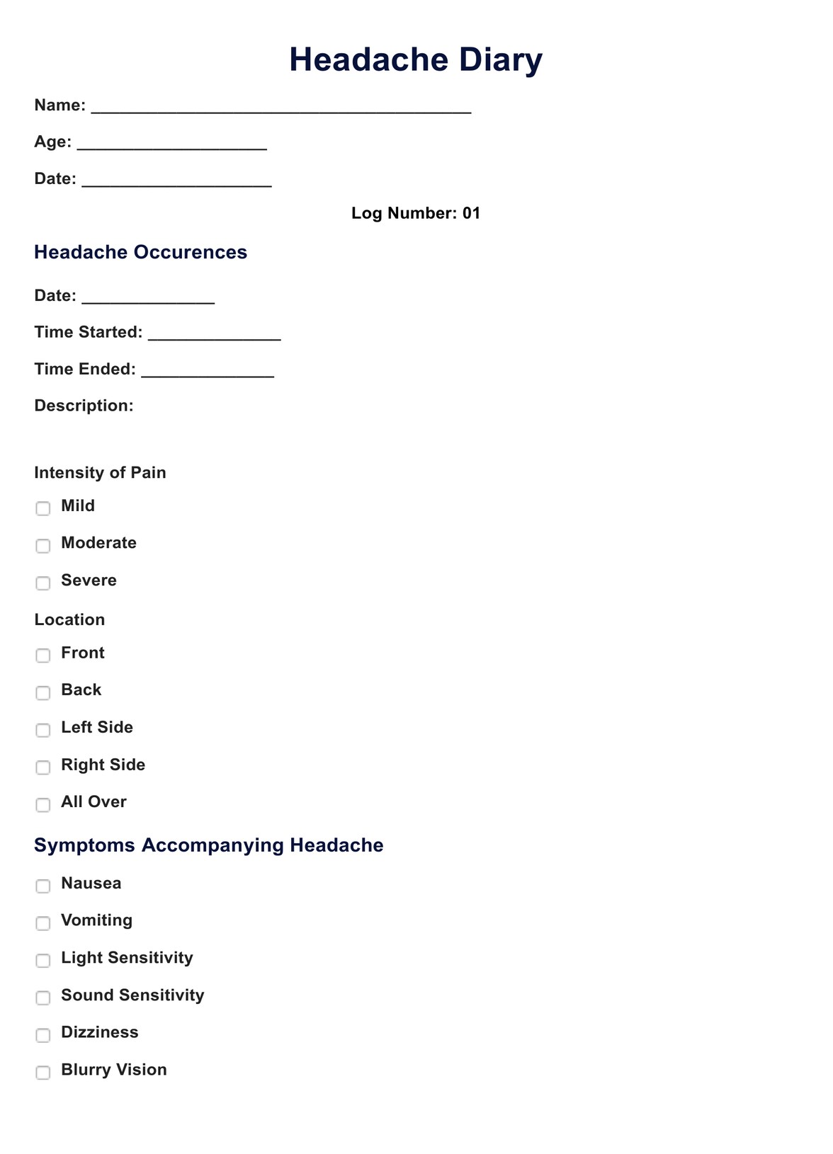 Sleep Diary & Example | Free PDF Download