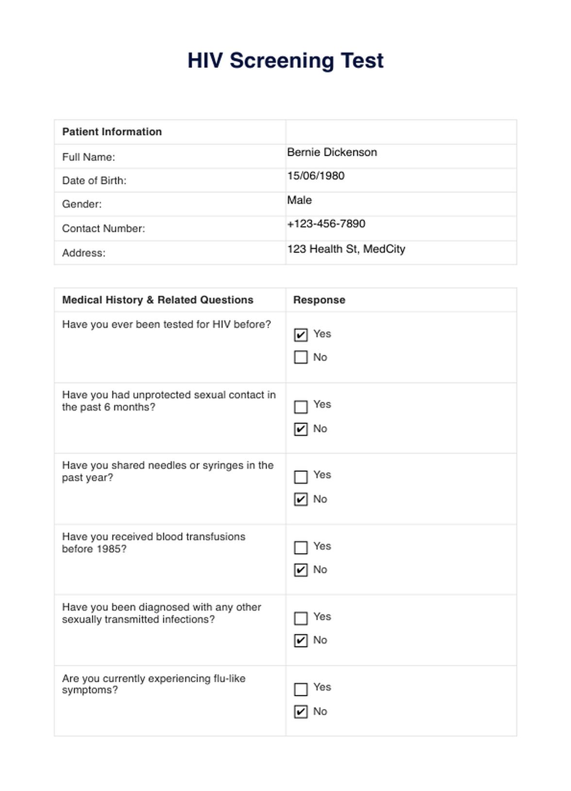 HIV Screening Test Example Free PDF Download HIV Screening Test Example Free PDF Download
