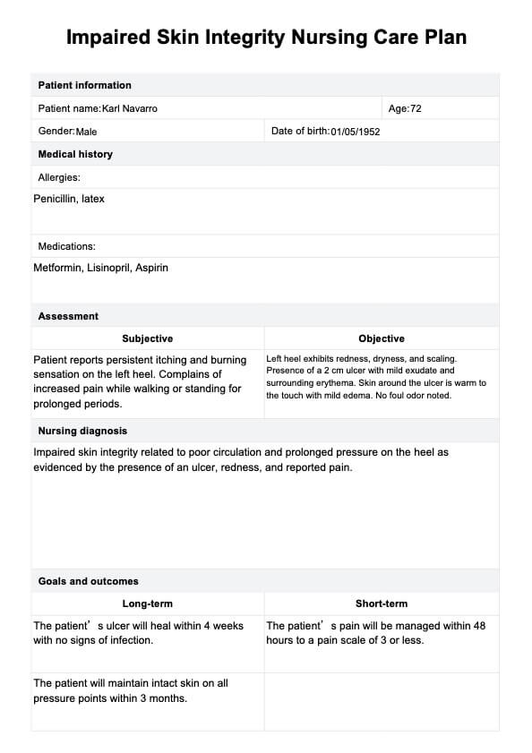 Nursing Care Plan For Impaired Skin Integrity To Immobility