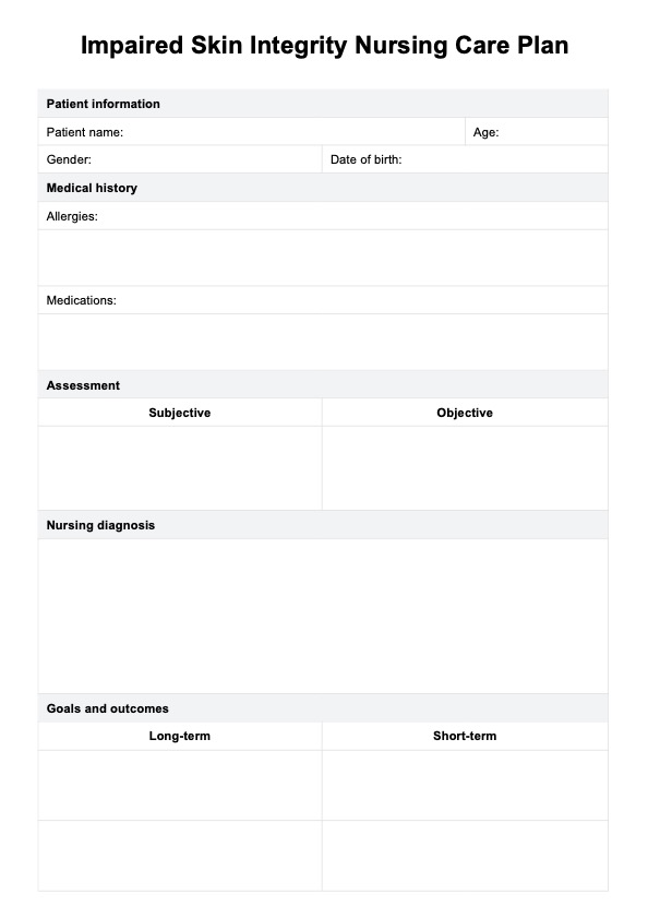 Nursing Care Plan For Impaired Skin Integrity To Immobility