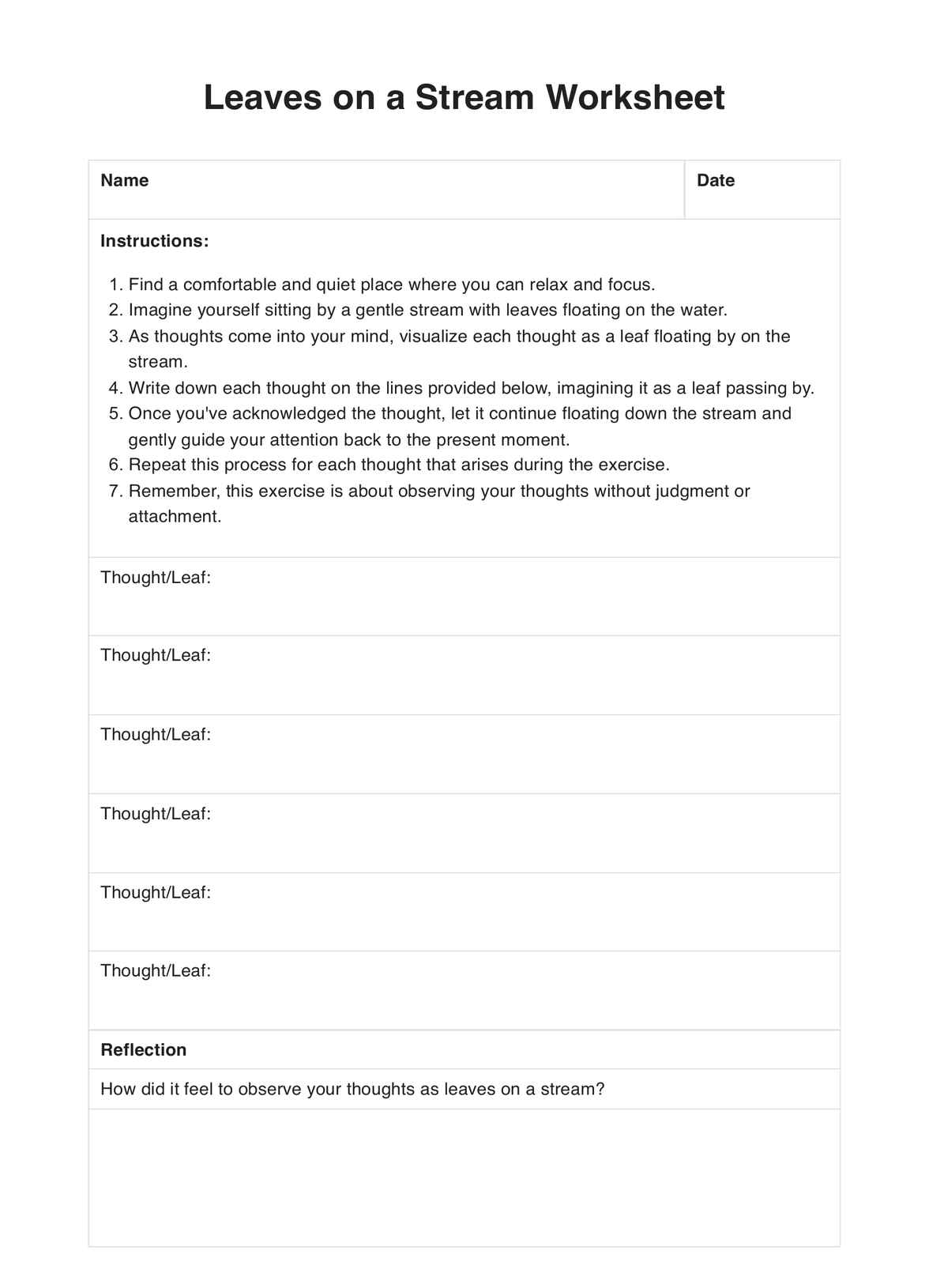 Leaves On A Stream Script & Example | Free PDF Download