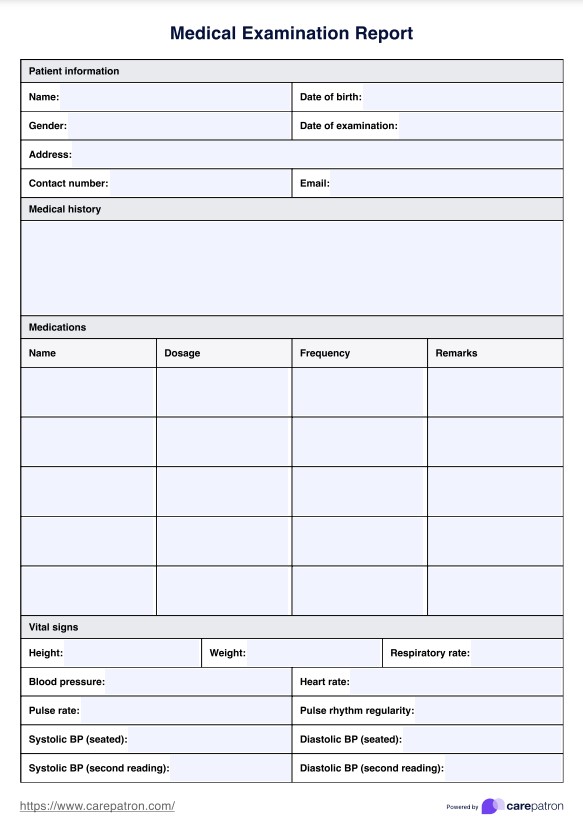 Medical Examination Report MER 