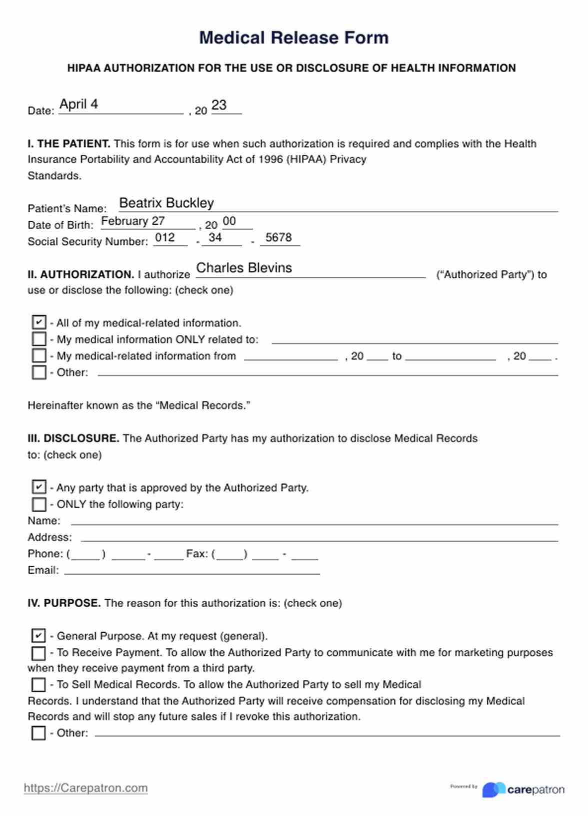 Medical Release Form & Example | Free PDF Download