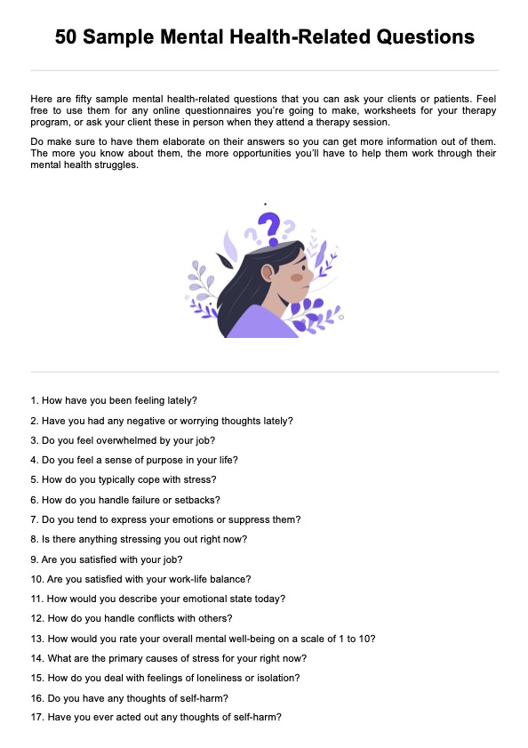 Mental Health Questions Mental Health Questions