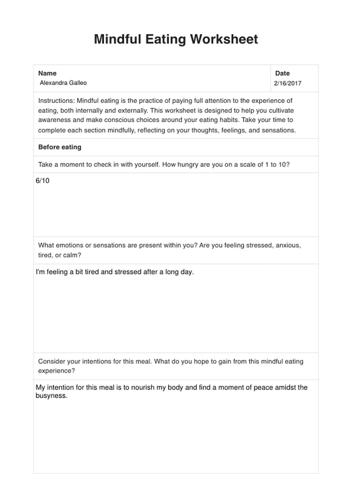 Mindful Eating Worksheet Example Free PDF Download Mindful Eating Worksheet Example Free PDF Download