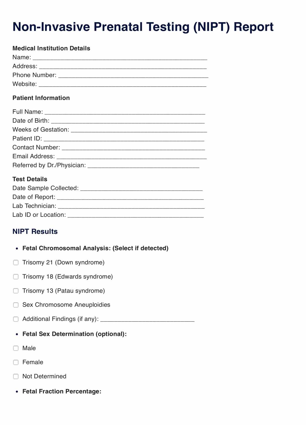 NIPT Blood Test & Example | Free PDF Download