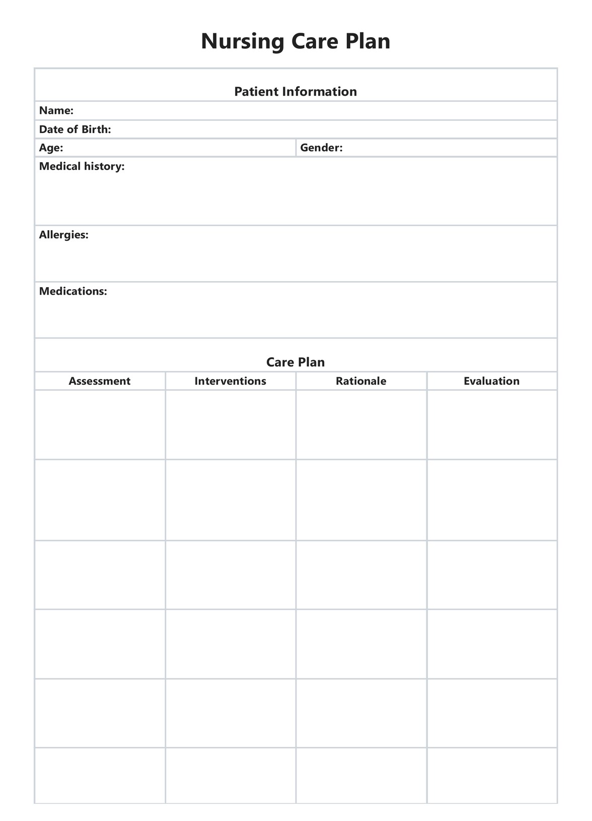 Care Plan Template & Example | Free PDF Download