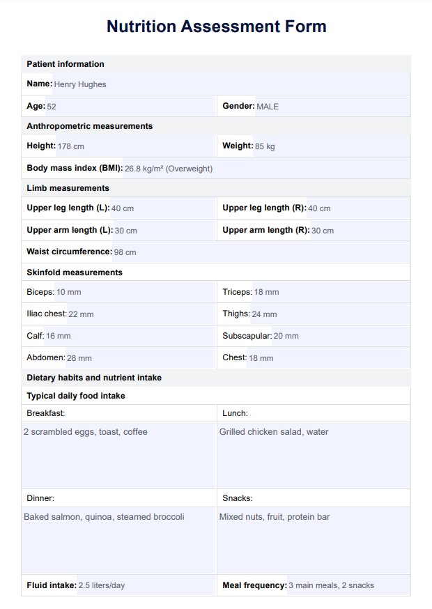 Nutrition Assessment Example Free PDF Download Nutrition Assessment Example Free PDF Download