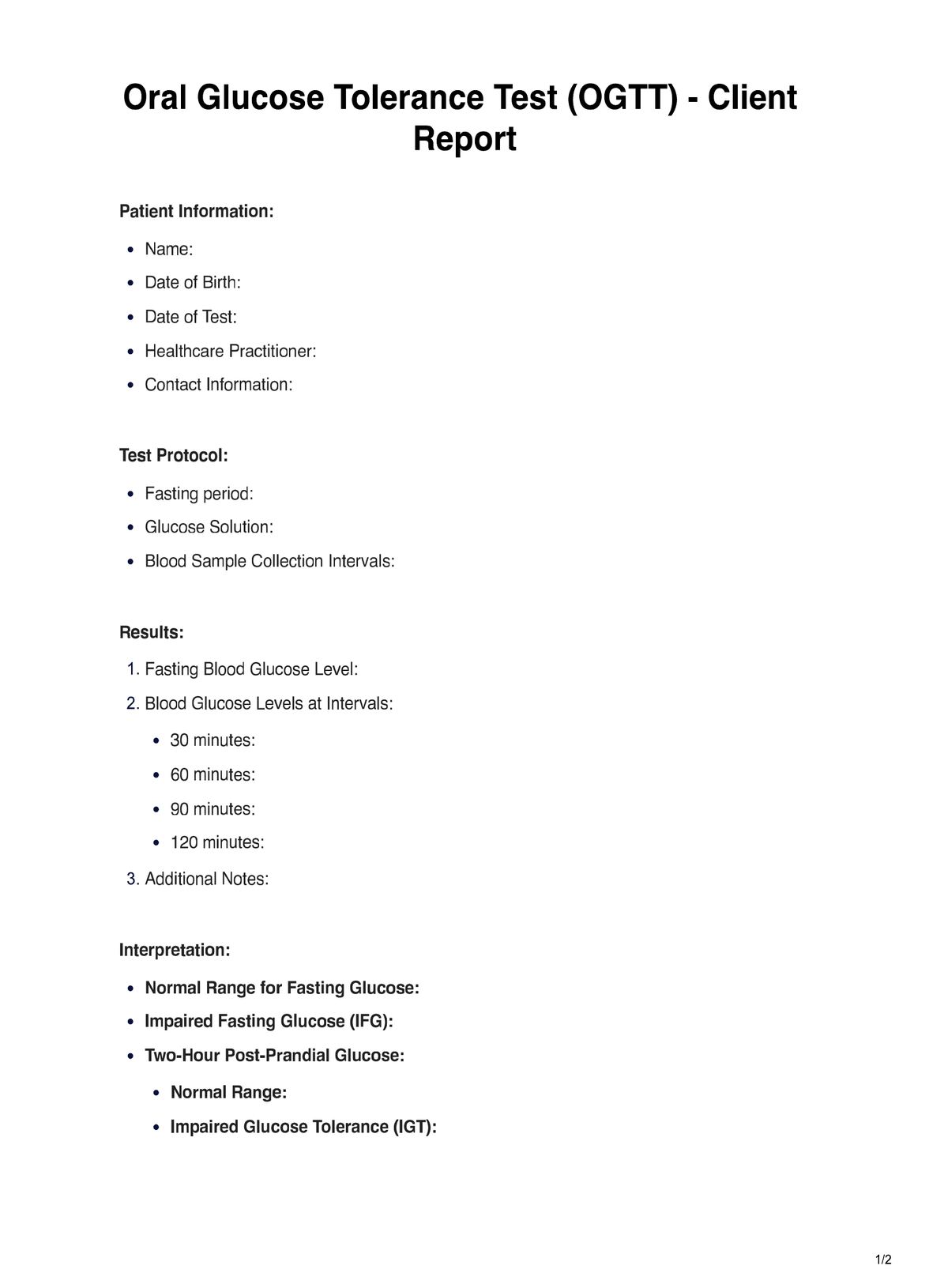 Glucose Tolerance Test & Example | Free PDF Download