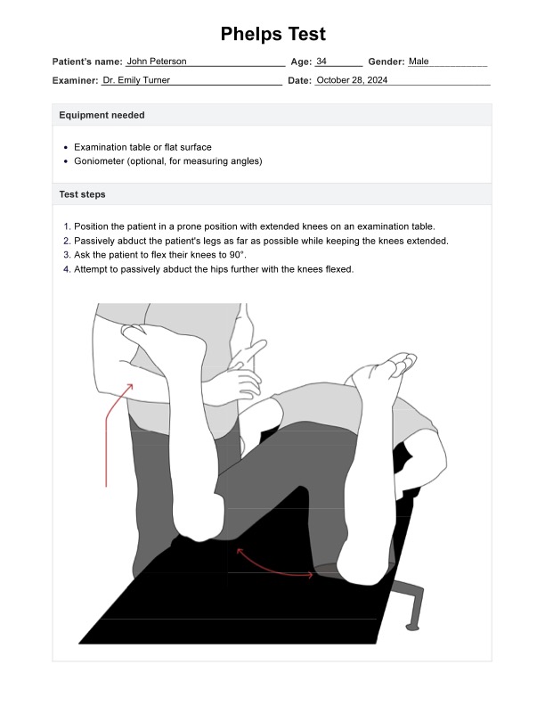 Prueba de phelps | Ejemplo PDF | Carepatron