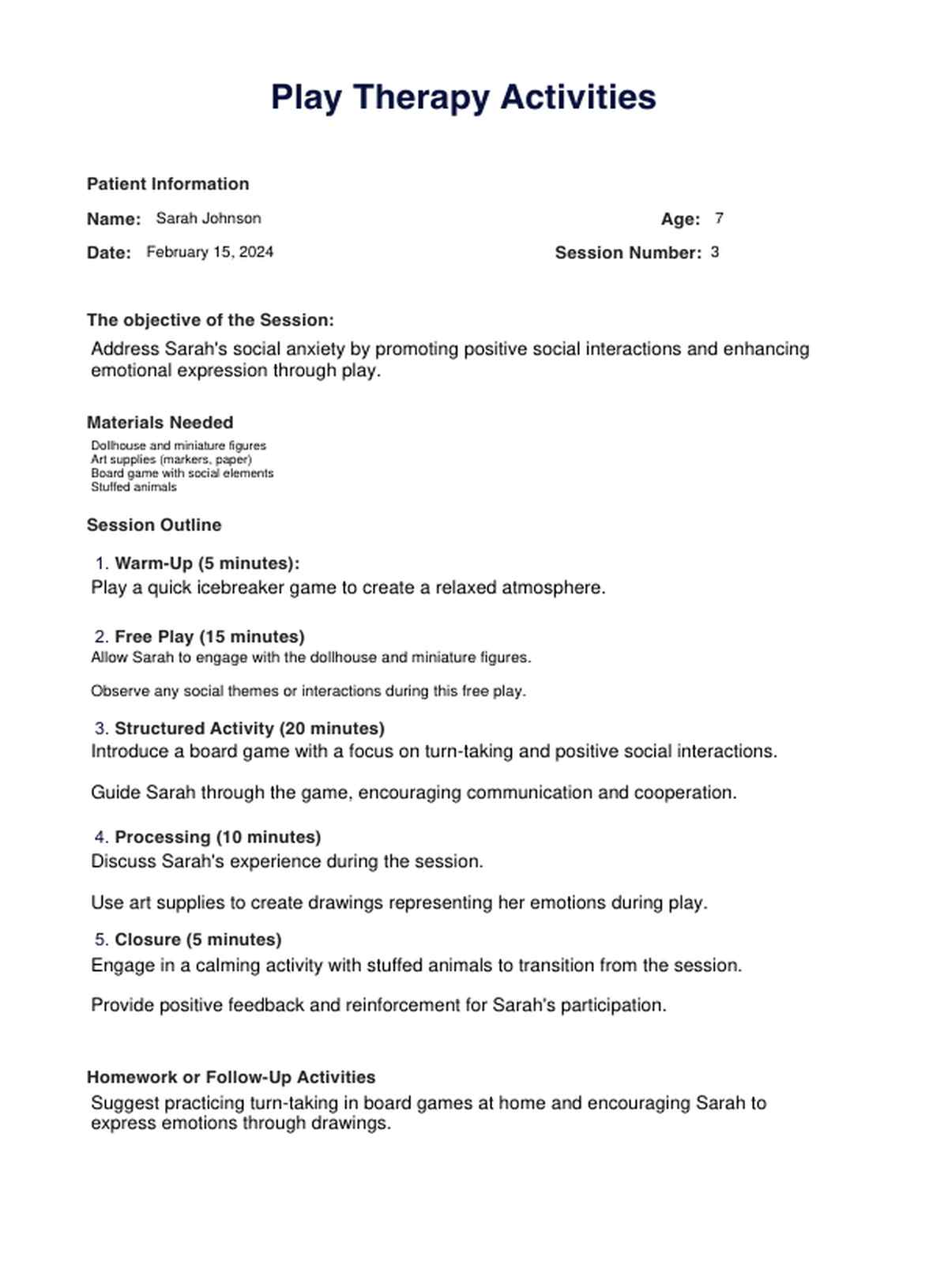 Play Therapy Activities PDF & Example | Free PDF Download