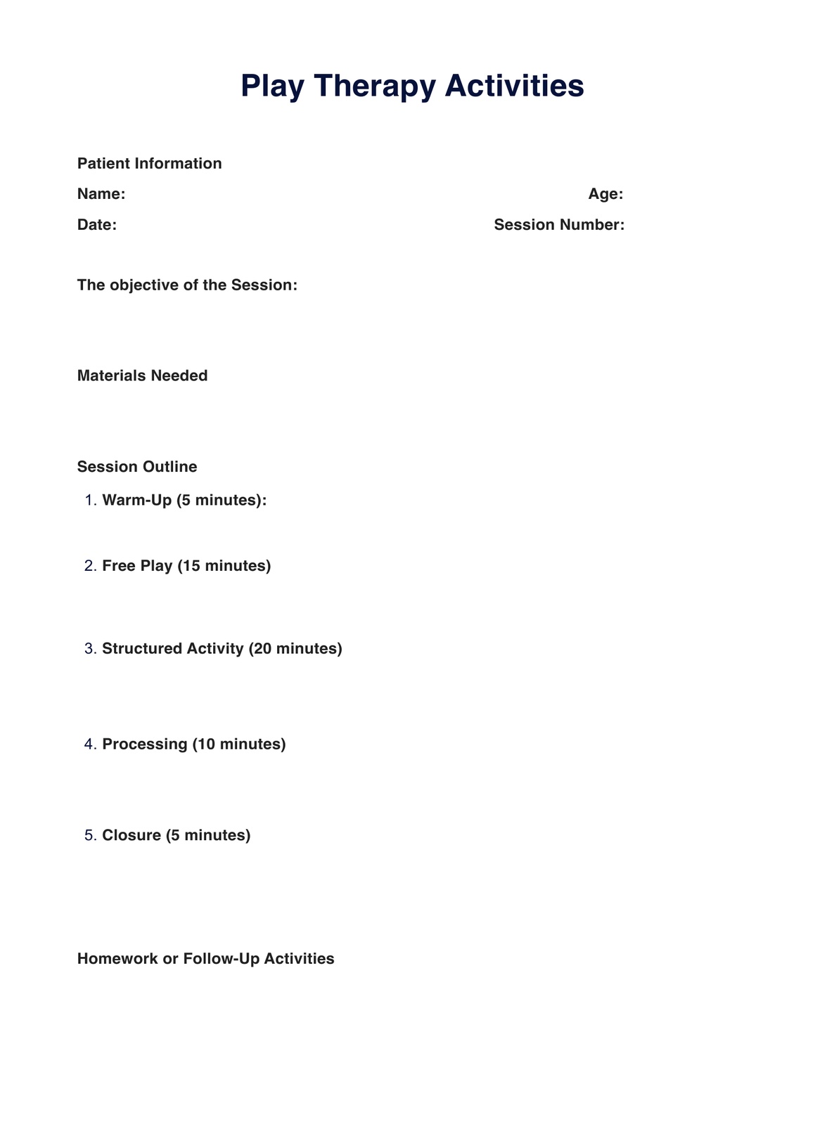 Adolescent Therapy Activities PDF & Example | Free PDF Download