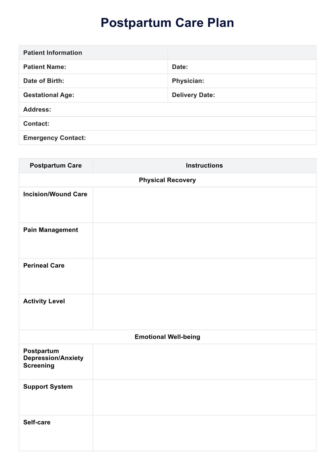 Postpartum Depression Handouts & Example | Free PDF Download