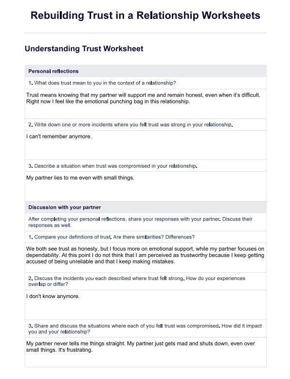 Trustworthiness Worksheets Trustworthiness Worksheets