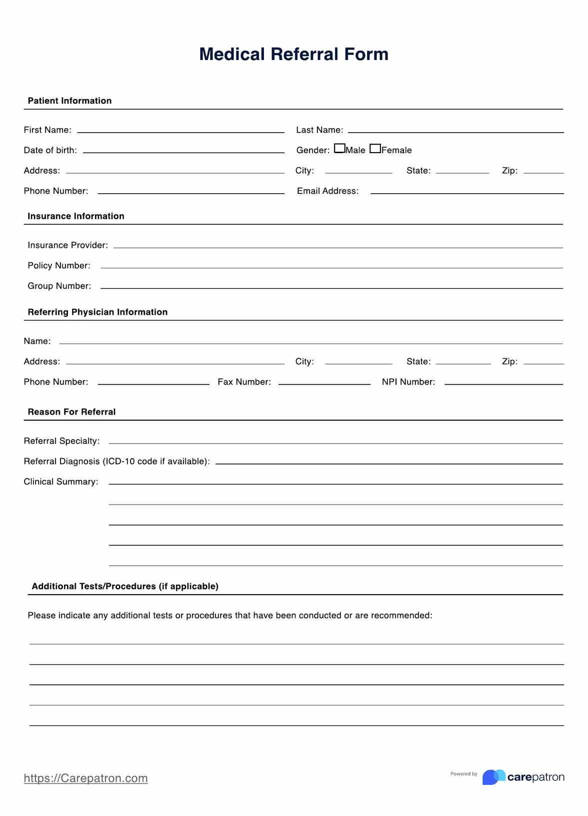 Medical Referral Form Template Free PDF Download Medical Referral Form Template Free PDF Download