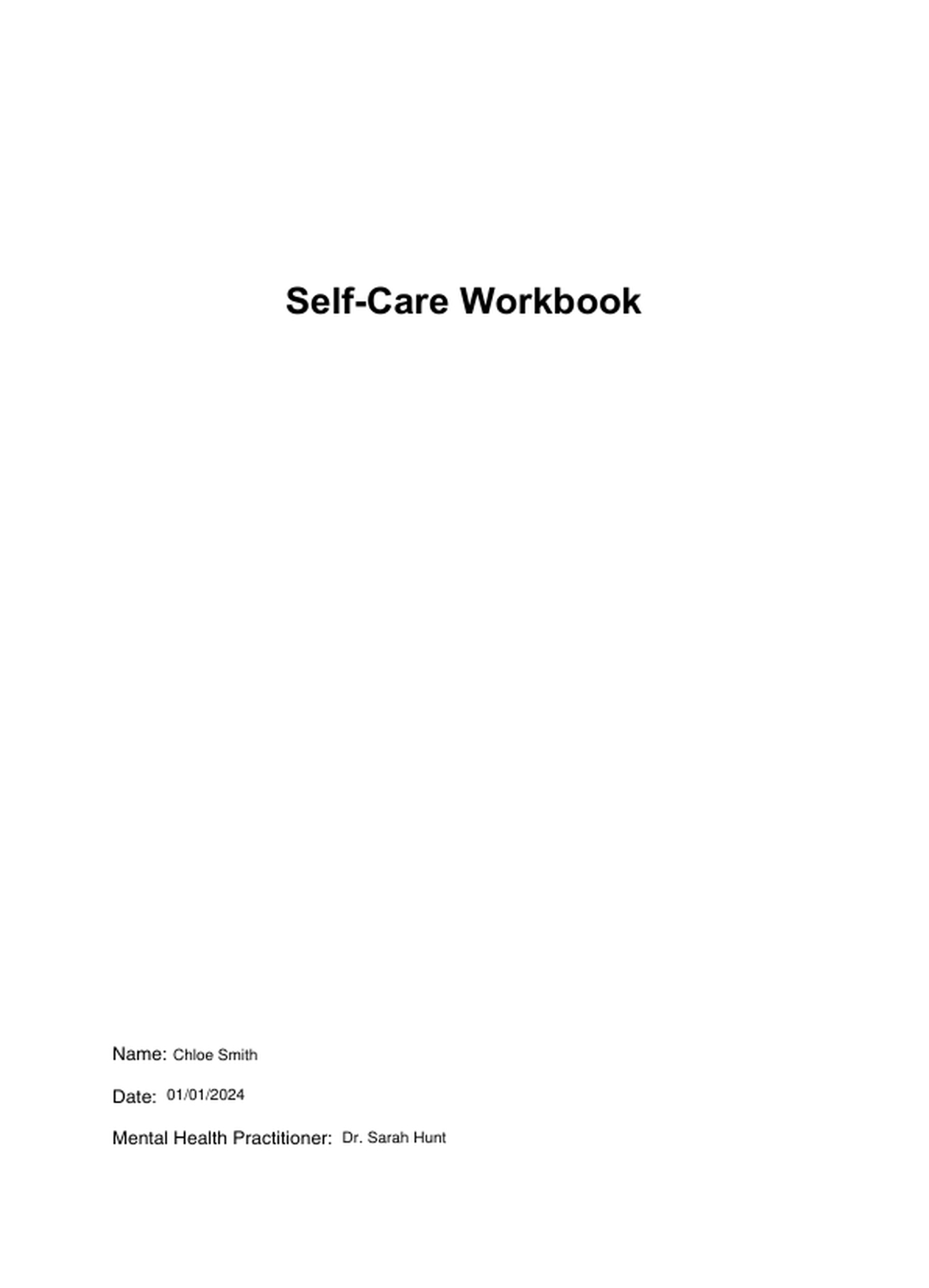Self-Care Workbook & Example | Free PDF Download