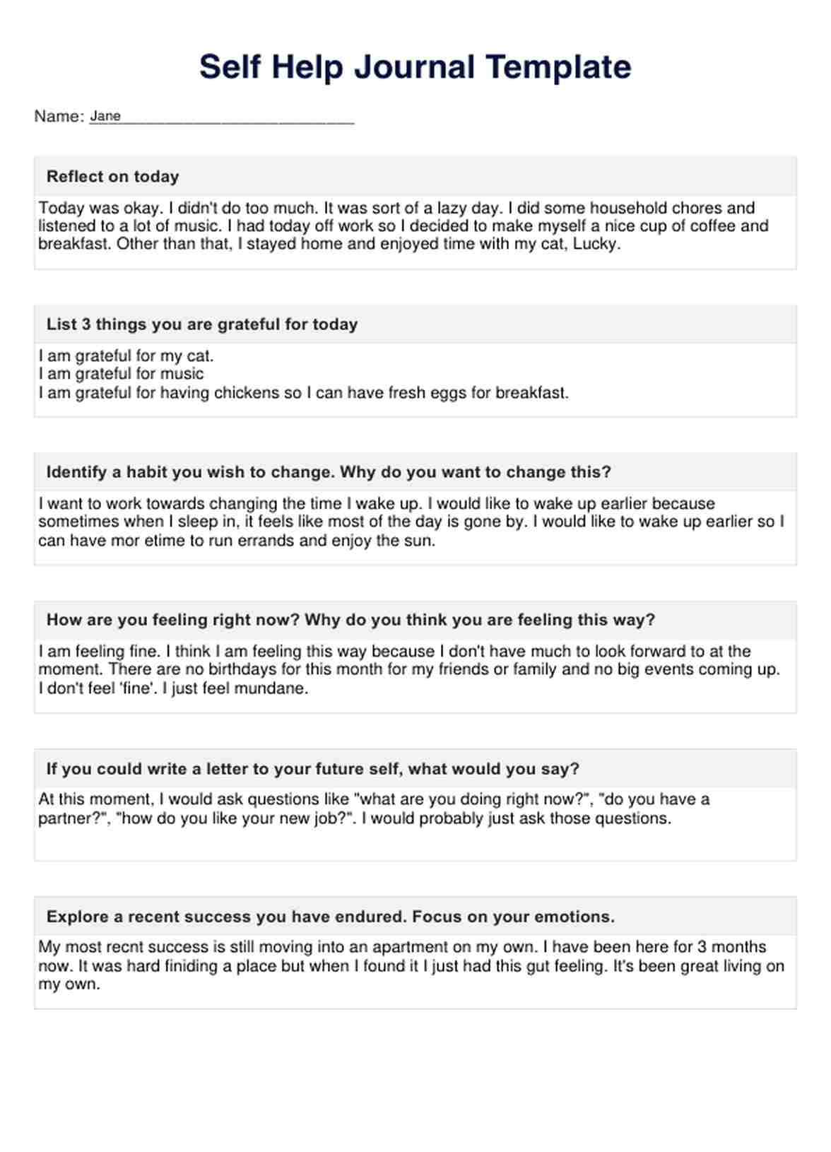 Self Help Journal Template & Example | Free PDF Download