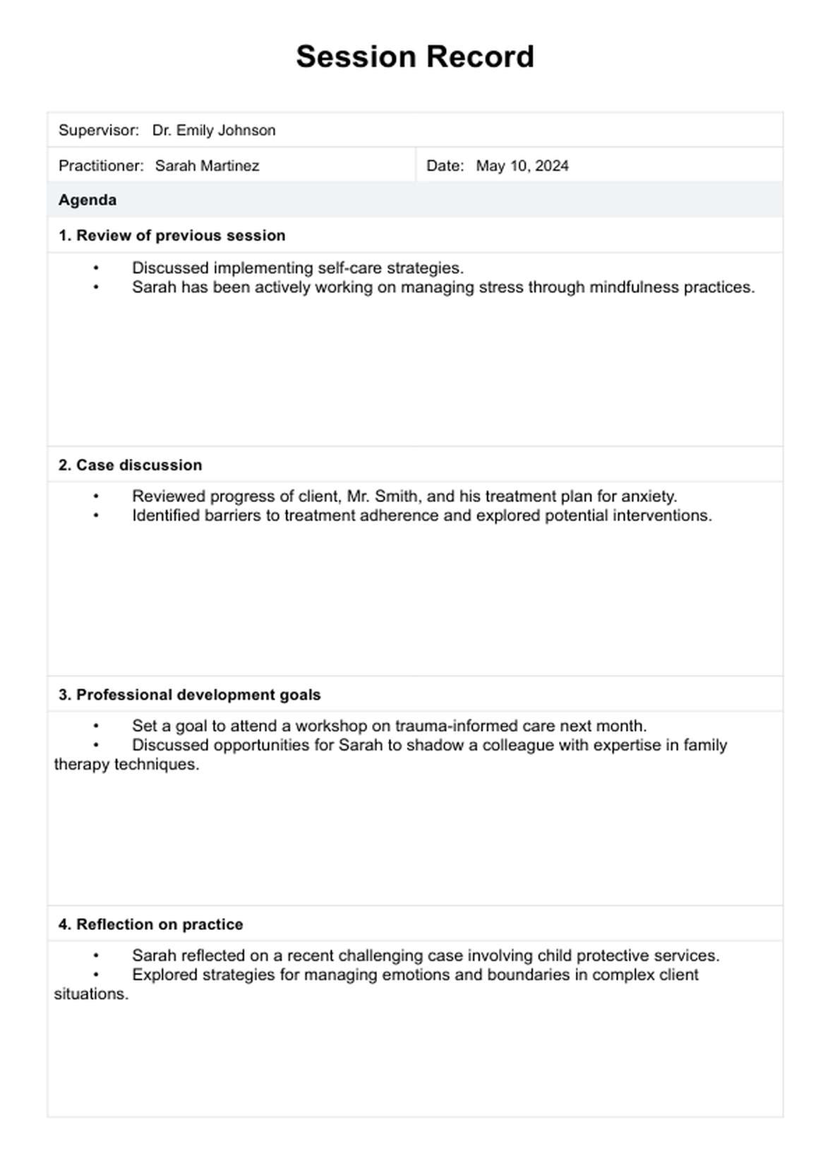 Supervision Template Social Work Example Free PDF Download Supervision Template Social Work Example Free PDF Download