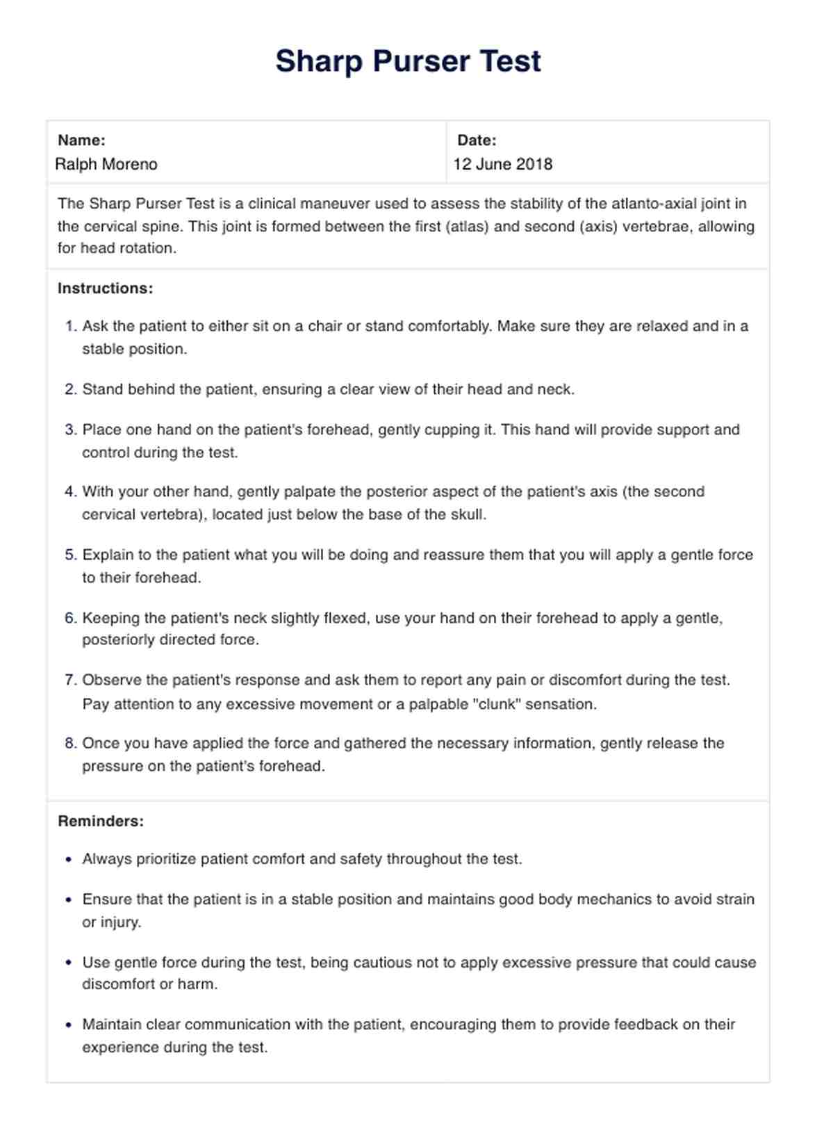 Sharp Purser Test & Example | Free PDF Download