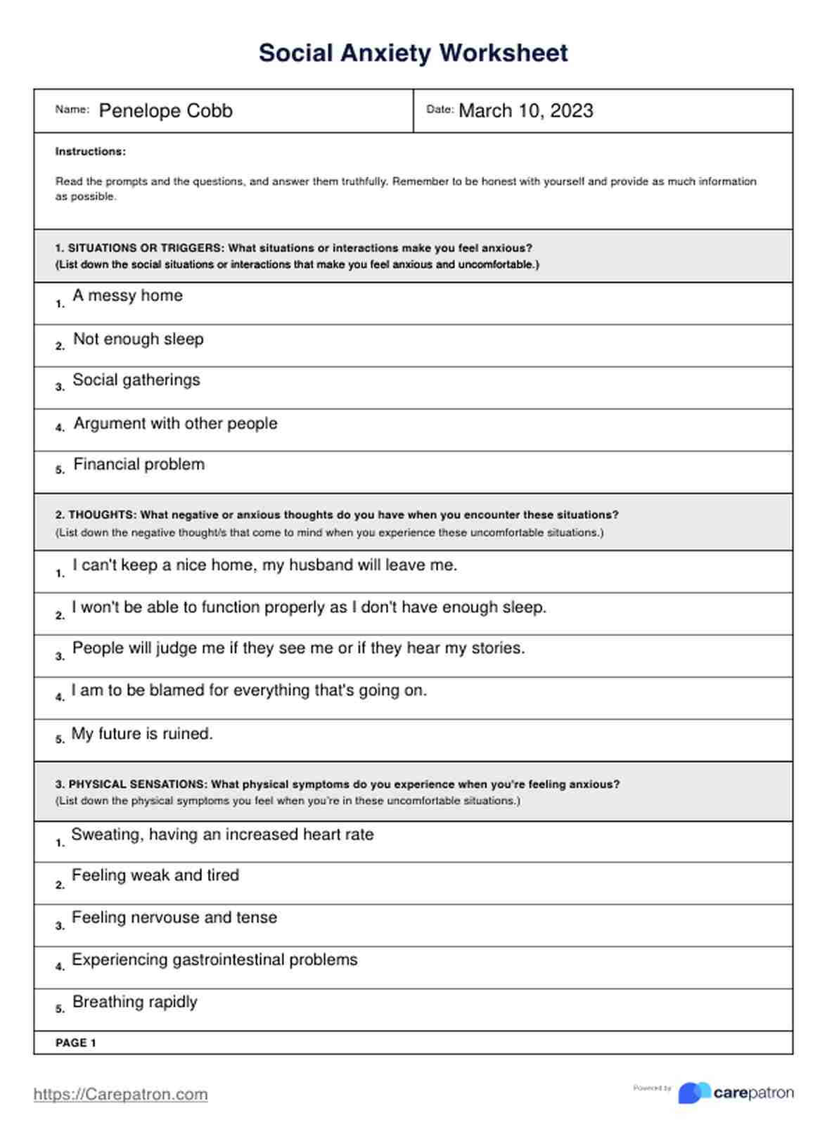 Social Anxiety Test & Example | Free PDF Download