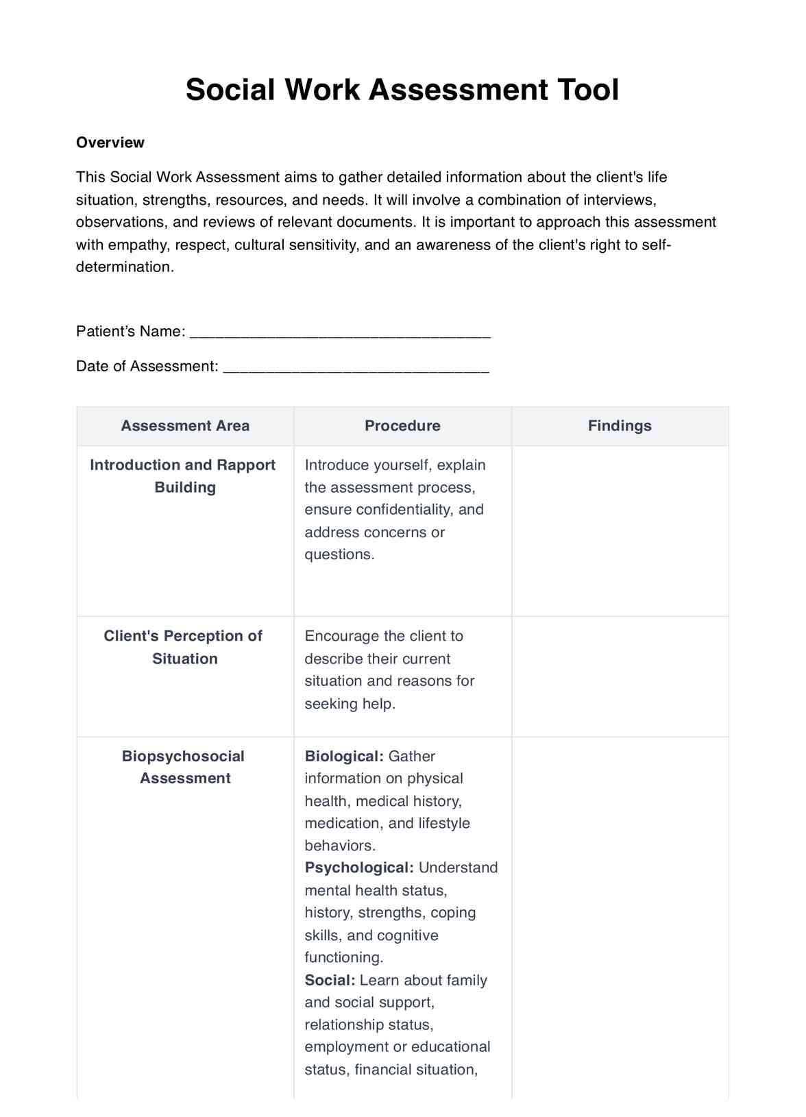 Social Work Assessment Tools Social Work Assessment Tools