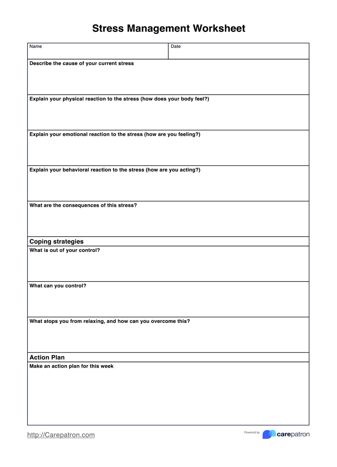 Stress Management Worksheet Example Free PDF Download Stress Management Worksheet Example Free PDF Download