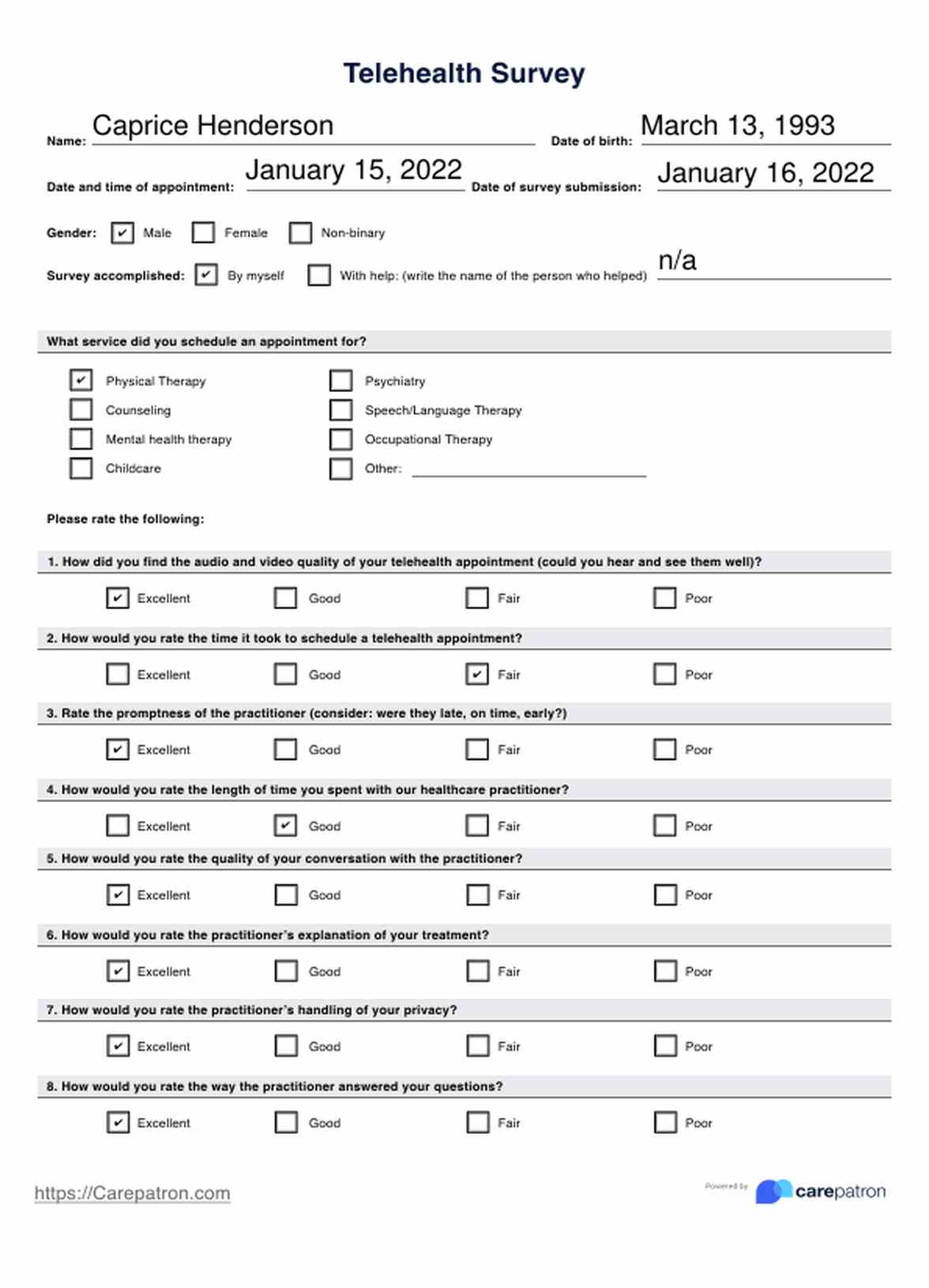 Telehealth Survey & Example | Free PDF Download