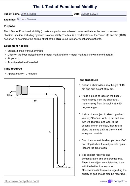The L Test of Functional Mobility & Example | Free PDF Download