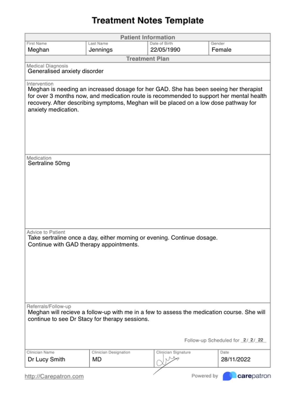 Treatment Note Template & Example | Free PDF Download
