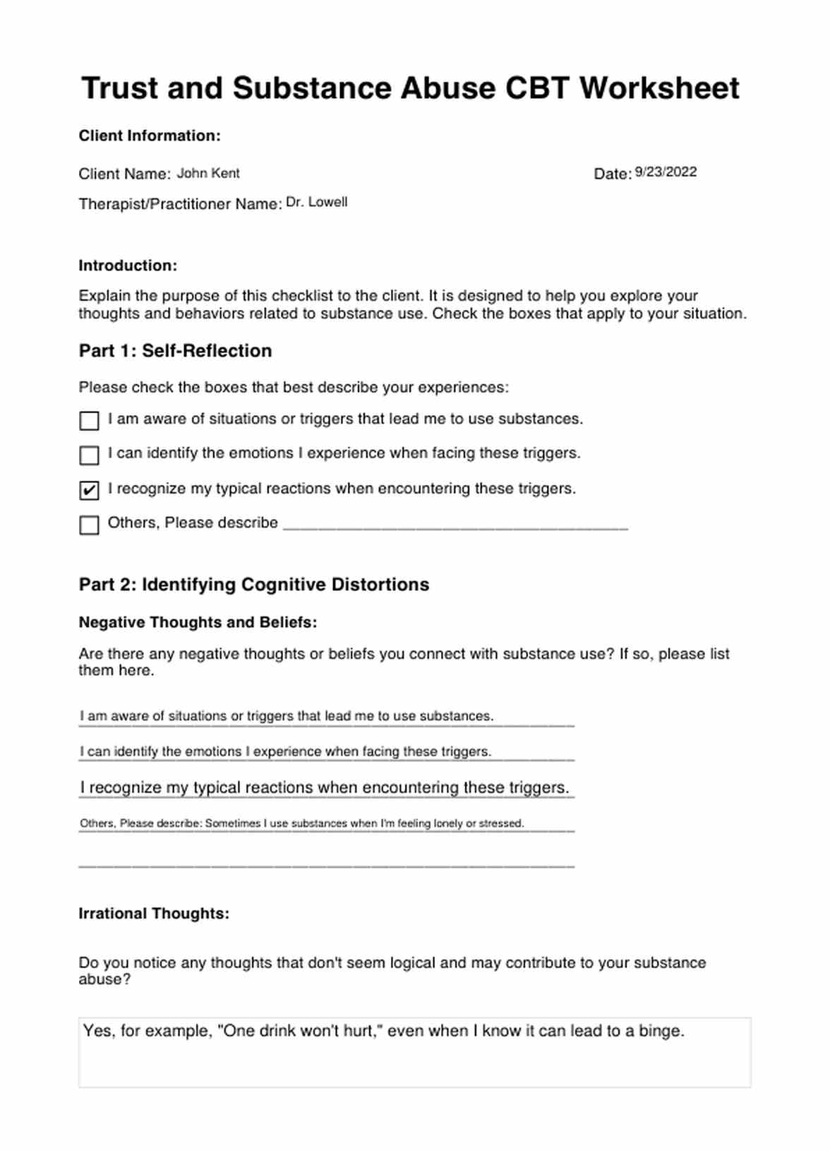 Trust And Substance Abuse CBT Worksheet Example Free PDF Download Trust And Substance Abuse CBT Worksheet Example Free PDF Download