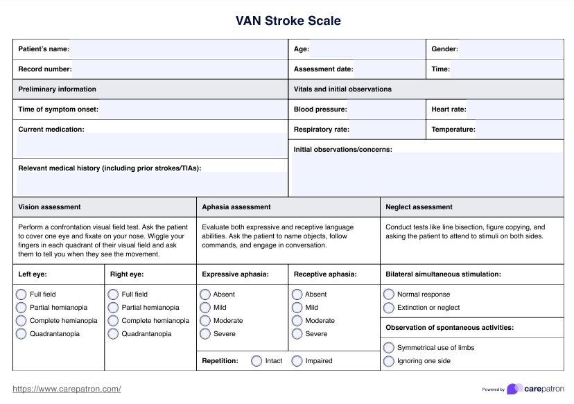 VAN Stroke Scale & Example | Free PDF Download